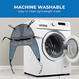 Patient Aid Full Body Mesh Divided Leg Sling with Head and Neck Support for Bathing and Toileting, with 155-255 lbs (Medium) Weight Capacity Mesh Weave for Safe and Easy Transfers