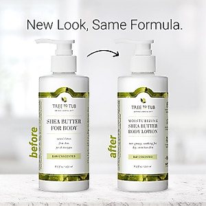 Tree to Tub Unscented Shea Butter Body Lotion for Dry Skin - Fragrance Free Sensitive Skin Lotion for Women & Men, Vegan Body Moisturizer w/Organic Aloe Vera, Cocoa Butter, Natural Colloidal Oatmeal