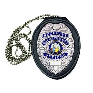 Hero's Pride Deluxe Recessed Cutout Teardrop Badge Holder, Standard Issue Leather Shield Case, Spring Clip and Neck Chain, 3" x 3-3/4" (9150T-0001)