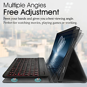 REAL-EAGLE Galaxy Tab S5e 2019 Backlit Keyboard Case SM-T720 SM-T725 SM-T727, 7 Color Backlights Detachable Wireless Keyboard Protective Case Cover for Samsung Galaxy Tab S5e 10.5 Inch 2019, Black