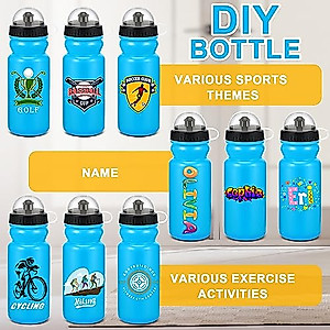 Mumufy 50 Pcs Sports Water Bottles Bulk 20 oz Plastic Water Bottles Reusable Mountain Bike Water Bottle Leakproof Blank Water Bottles for Sporting Events Boys Girls Adults (Light Blue)