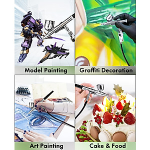 Gocheer Airbrush Kit with Air Compressor, 40 PSI High Pressure Air Brush Non-Clogging with 0.2/0.3/0.5mm Nozzle/Cleaning Sets, Ideal for Painting, Modeling, Cake Decor, Pastry, Makeup, Nail Art etc.