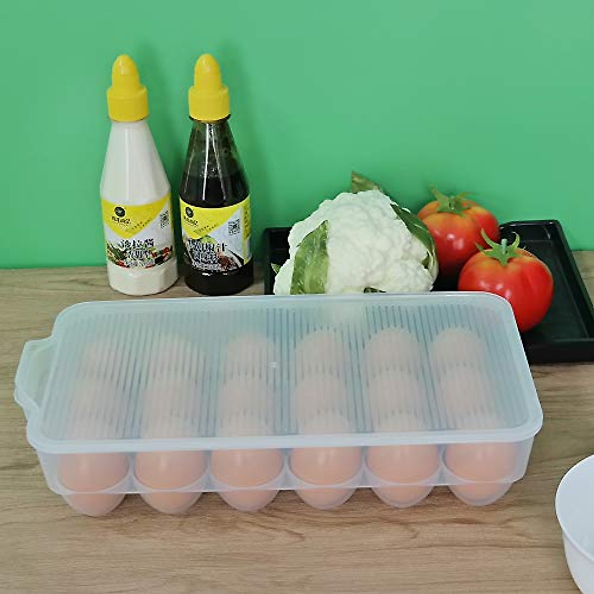 Begale 4-Pack Clear Plastic Egg Storage Holder, Egg Holder Case For Refrigerator