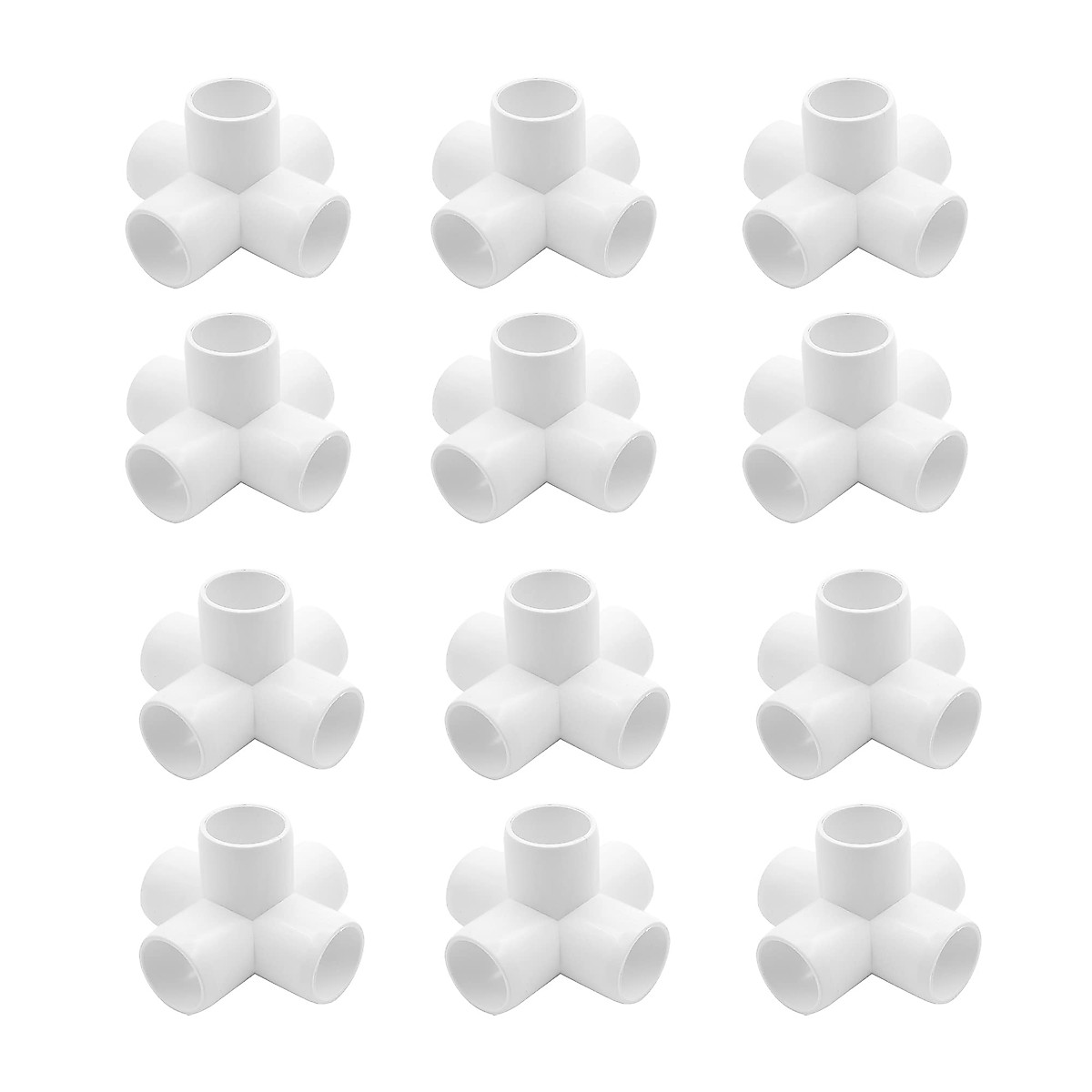 MAXSELL 12 pack 5 Way 3/4 inch PVC Fitting Corner Cross Elbow 45 90 Degree for Greenhouse Shed Pipe, Tent Connection, Furniture Build Grade SCH40, White