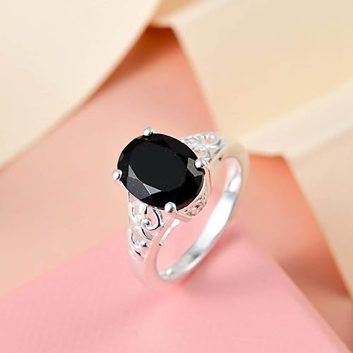 Shop LC Black Tourmaline Ring 925 Sterling Silver Split Shank Statement Jewelry Engagement Women Size 7 Ct 2.3 Birthday Gifts for Women