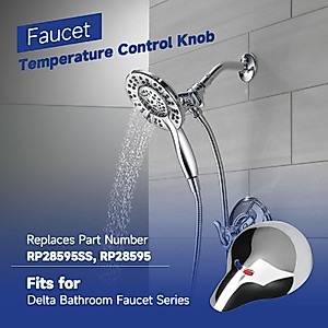 RP28595 Shower Handle Replacement Parts Temperature Control Knob for Delta Faucet Temperature Knob and Cover, Replacement Parts for Delta Shower
