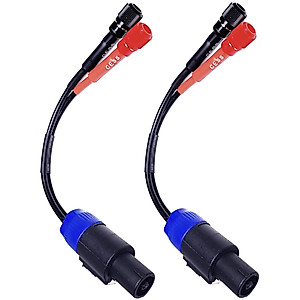 CESS-089 Speakon Plug to Female Banana Jack Speaker Cable, Accept Banana Plug, Spade Fork and Bare Wire, 2 Pack
