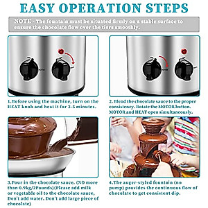 Outamateur 32-Ounce Chocolate Fondue Fountain,3-Tier Electric Chocolate Melting Machine with 6PCS Fondue Fork,Stainless Steel Party Fountain,Hot Chocolate Fountain Pot for Nacho Cheese,BBQ Sauce,Ranch,Liqueurs