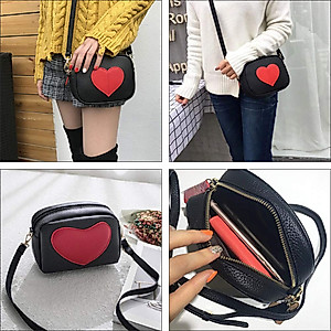 KESYOO Peach Heart Shoulder Bag Girl Shoulder Bag Black Messenger Bag Girls Shoulder Bag Sling Bag for Kids Purse Bag Kids Pu Leather Messenger Bag Girls Bag Coin Purse One Shoulder Child