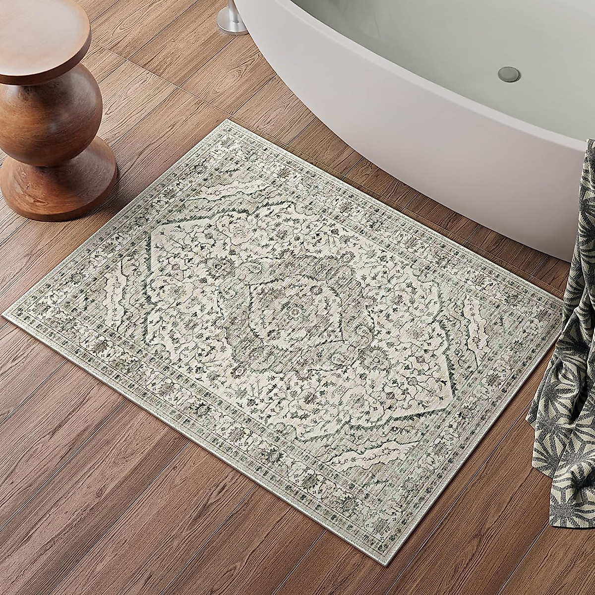 Deerly Boho 2x3 Area Rug Entryway Rugs for Bedroom Bathroom Kitchen 2x3 Small Soft Rugs Low Pile Keep Off Rug Carpet Washable Rug Oriental vintage Area Rug Cream