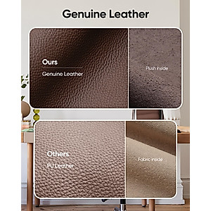 Ribbed Office Chair, Mid Back Top Black Grain Leather Desk Chair, Swivel Chair Adjustable Ergonomic Computer Desk Chair with Aluminium Alloy Frame and Silent Nylon Wheels