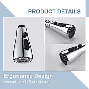 BANGPU Pull Out Faucet Sprayer Head Replacement 3 Function Kitchen Bathroom Sink Facuets Spray Nozzle Part Pull Down Spray Head for Kitchen Sink Faucets, Chrome Polished