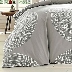 Marimekko - Queen Comforter Set, Smooth Cotton Percale Bedding with Matching Shams, Medium Weight Home Decor (Fokus Grey, Queen)