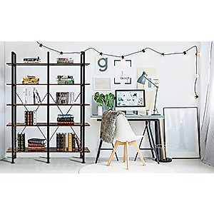 VINGLI Bookcases and Book Shelves 5 Shelf,Double Wide 5 Tier Bookshelf,5 Tier Tall Bookshelf,Large Etagere Bookshelf 5 Shelf Bookcase,Industrial Style Bookshelf,Living Room,Bedroom,Office