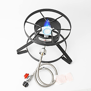 Vivicreate Turkey Fryer, Outdoor Stove, Burner, Camping Fish Fryer,15’’ Wide with High Pressure Steel Hose, Propane Burner Camp Single Cooking Range, HT-C-0015