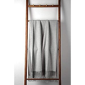 EP Mode 100% Pure Cashmere Throw Blanket for Sofa, Classic Design with Gift Box (Lt. Heather Grey)