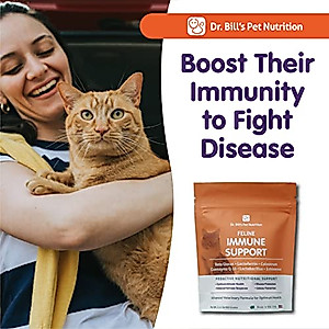 Dr. Bill’s Feline Immune Support | Immune Support for Cats | Colostrum for Cats | Pet Supplement | Includes Beta Glucan, Lactoferrin, Colostrum, Zinc, Coenzyme Q-10, and Bifidobacterium