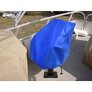 Boat Seat Cover Heavy Duty Oxford Fabric, Captain's Chair Cover Weather Resistant 420D Waterproof, Boat Bench Chair Seat Cover,Full Length Protection for Your Helm Chair Protective Cover （Blue）