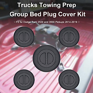 Bed Plug Cover Kit Compatible with 2014-2019 Dodge Ram 2500 3500 Pickups Replacement 68225506AA,Hitch Covers for Truck with 5th Wheel/Gooseneck Towing Setups/Trailer Tow Cover，Vanshly