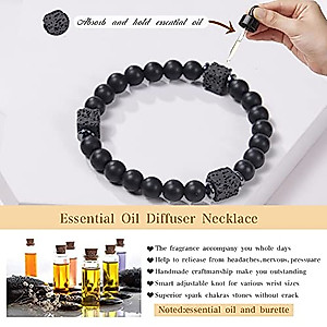 To My Son Bracelet, Mother/Dad and Son Forever Linked Together Mens Natural Beaded Link Bracelet, Handmade Black Agate and Tiger's Eye Stone Bracelets for Son from Mom, Bar Mitzvah Graduation Birthday gifts (lova stone)