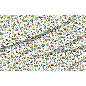 Spoonflower Fabric - Dragon, Purple, Pink, Green, Kids, Whimsical, Magical, Nursery, Printed on Petal Signature Cotton Fabric by The Yard - Sewing Quilting Apparel Crafts Decor