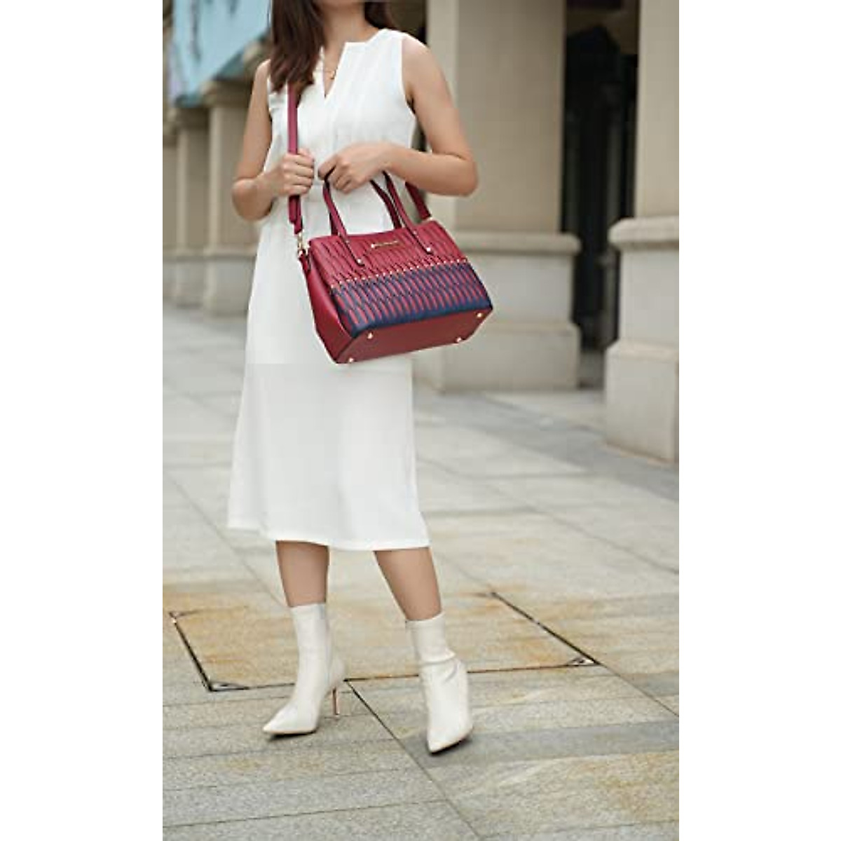 MKF Collection Tote Handbag for Women - Top-Handle Color Block Vegan Leather Purse