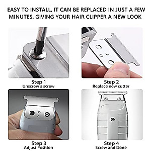 3 Pack Replacement Blades Compatible with T Outliners Trimmer，Compatible with andis GTX/GTO ，Suitable for Hair Clippers Model #04710/04521, Silver