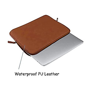 MOSISO Laptop Sleeve Bag Compatible with MacBook Air 13 M2 A2681 M1 A2337 A2179 A1932/Pro 13 inch M2 M1 A2338 A2251 A2289 A2159 A1989 A1706 A1708, PU Leather Padded Bag Waterproof Case, Brown
