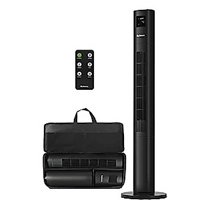 HOLMES STACK-N-CONNECT 45" Digital Tower Fan, ClearRead Display, Bonus Storage Bag, 90° Oscillation, 4 Speeds, 4 Modes, 8-Hour Timer, Home, Ideal for Bedroom or Office, Remote Control, Matte Black