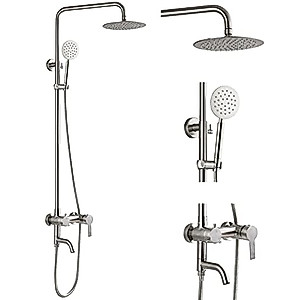 gotonovo Shower Faucet Sets SUS 304 Stainless Steel Rain Shower System 3 Triple Function with 8" Rain Shower Head Adjustable Handheld Shower Spray Brushed Nickel …
