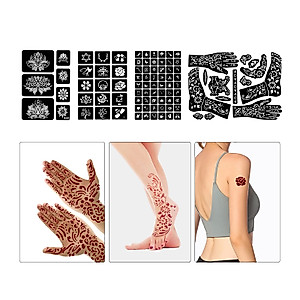 TinkTac 22 Sheets Henna/Mehndi Tattoo Stencils, Henna Body Art Templates