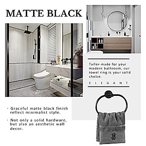 Matte Black Towel Ring, APLusee Stainless Steel Swivel Hand Towel Holder, Modern Kitchen Bathroom Accessories Home Drying Storage Rail Space Saver
