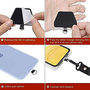 [2 Pack] Cellphone Lanyard Tether, Universal Detachable Neck Strap with Patch for Most Cell Phone Case & iPhone Case (Black+Leopard)