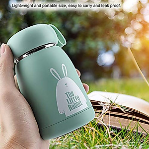 Mini Thermal Water Bottle,Kids Vacuum-Insulated Water Bottle,Vacuum Cup Insulated Coffee Bottle, 320ml Vacuum Mug Cute Thermos,Stainless Steel Cute Rabbit Pattern Vacuum Cup Mug Thermos Cup (Green)