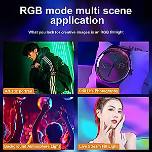 GreatLPT RGB Camera Light, RGB Video Light on Camera 360° Full Color, CRI 95+ 2500-8500K Dimmable, 2000mAh Rechargeable Portable Photography Lighting with OLED Display & 3 Cold Shoe