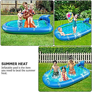 VALICLUD Toddler Toy Swimming Pool with Sprinkler Kids Pool Family Inflatable Blue Blow Up Lounge Swimming Pools Water Spraying Pool 170x110cm for Outdoor Garden Backyard Inflatables