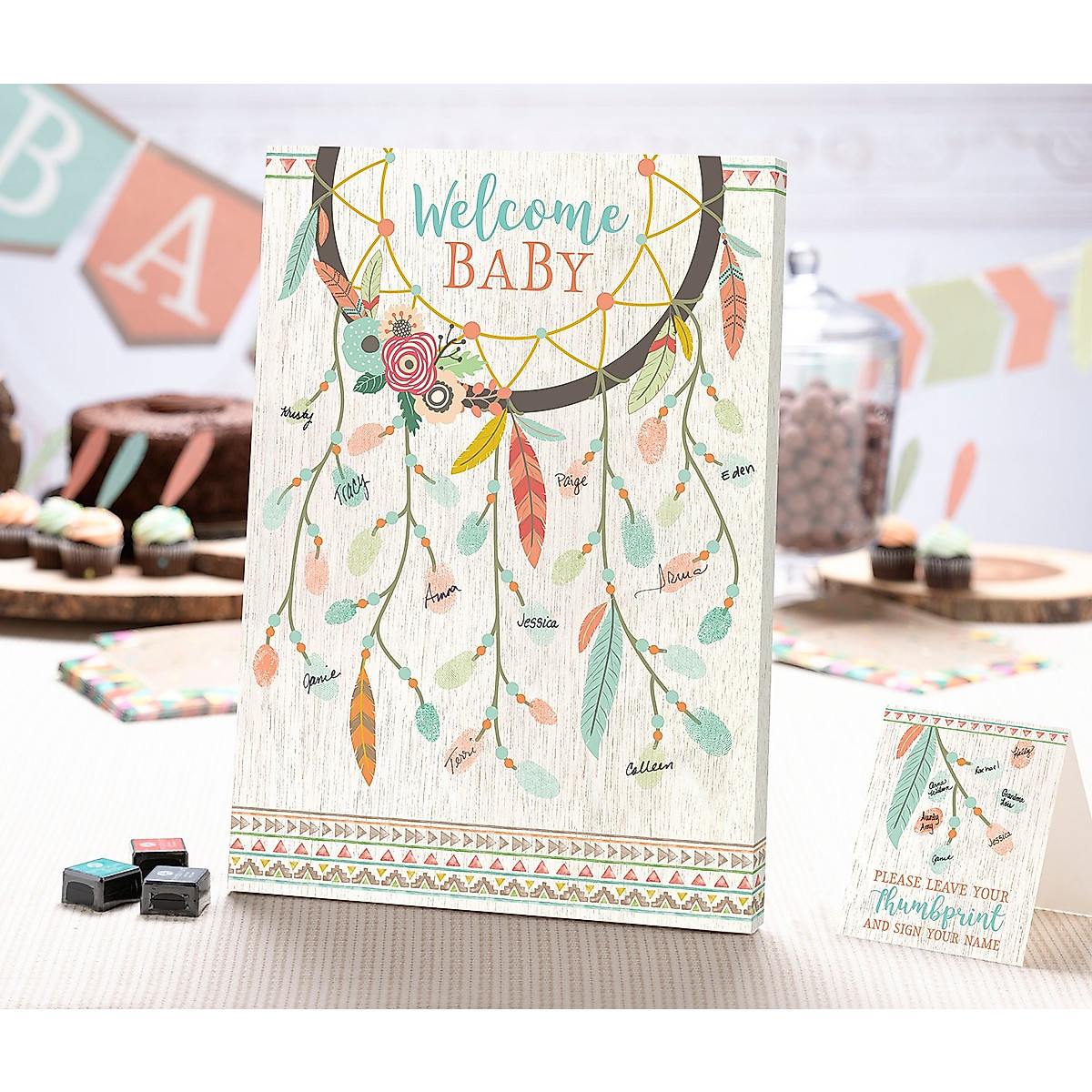 Lillian Rose Boho Baby Shower Guest Signing Canvas