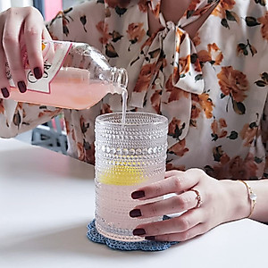 Amzcku Vintage Highball Drinking Glass Set of 6 Kitchen Glasses Cup（13 OZ），for Water，Cocktail，Milk，Juice and Beverage.…