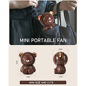 wegte Bear Fan, Portable Neck Fan, Cute Handheld Fan, Rechargeable Battery Powered Fan, 2 Speed Wind, Bladeless Design, Exquisite Appearance, Gift for Kids Girls Women, Brown