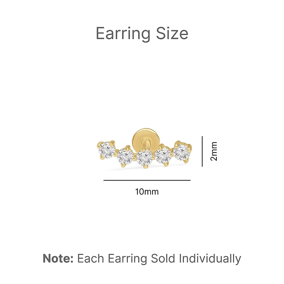 1/5 Carat Diamond Constellation Ear Crawler 14K Solid Gold Cartilage Stud Earring Helix Conch Diamond Ear Piercings Internally Threaded Flat Back (Carat 0.20ct, G-H, Clarity SI1-SI2) - Sold Separately