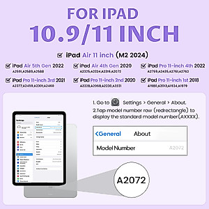 OYEEICE Keyboard Case for iPad Air 11 inch (M2 2024)/10.9 inch Air 5th/4th Gen/iPad Pro 11 1st/2nd/3rd Gen - 7-Color Backlit Detachable Keyboard, Folio Cover with Pencil Holder - Purple