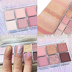 AMY'S DIARY 10 Colors Pink Eye Shadow Eyeshadow Palette, High Pigmented, Blendable Long Lasting Waterproof Nude Pink Neutral Eye Palette Makeup (14#)