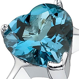 PEORA Cupids Heart 2.25 carats London Blue Topaz Ring in Sterling Silver Size 6