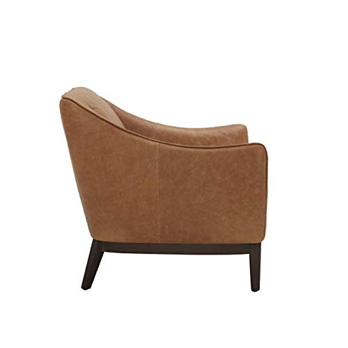 Amazon Brand – Rivet Bayard Contemporary Leather Accent Chair with Curved Armrests, 33.5"W, Cognac