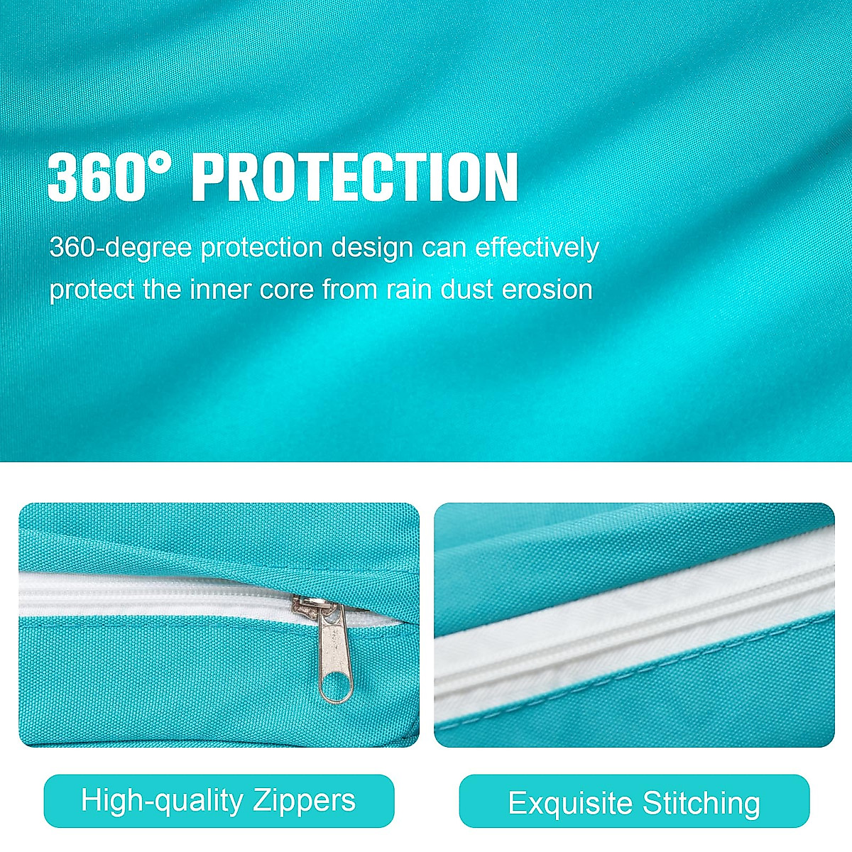 Kinsunny Outdoor Cushion Covers for Patio Furniture 7 Piece Set, Replacement Cushion Slipcovers for Rattan Sectional Couch, Patio Seat Covers with Zipper, Water Resissant, Only Cover, Turquoise