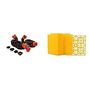 Camco 20' (39742) RhinoFLEX 20-Foot RV Sewer Hose Kit, Black, Brown & Heavy-Duty Leveling Blocks | Compatible with Single Wheels, Double Wheels, Hydraulic Jacks, Tongue Jacks | Yellow | 10-pack