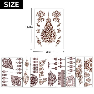 10 Pcs Henna Tattoo Kit Temporary Tattoo Adul Stickers Lace Pattern Fake Tattoos Henna Sticker for Women Girls DIY on Body Face Arms Legs