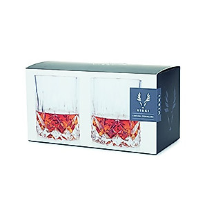 Viski Admiral Crystal Whiskey Tumbler Set of 2 - Premium Crystal Clear Liquor Drinking Glass, Classic Lowball Cocktail Glasses Gift Set, 9 Oz
