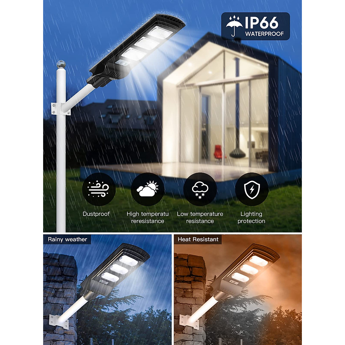 Teiisuoa 180W Solar Street Light Outdoor, 12000LM IP66 Waterproof Solar Motion Sensor Lights, Dusk to Dawn Solar LED Light Lamp with Remote Control for Parking Lot, Yard, Path, Garage & Garden, 4 pack