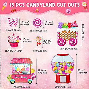 Outus Candyland Ice Cream Bulletin Board Decor Set Classroom Decoration Candy Land Ice Cream Cutout with Glue Points for Candy Birthday Party Classroom School Office Supply Halloween Decor (Candyland)